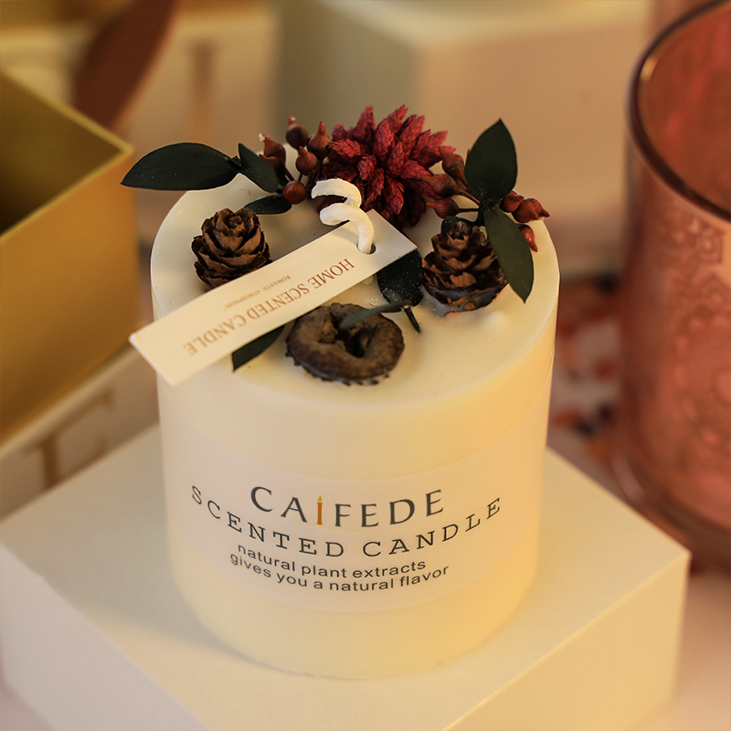 Dried Flower Decoration Scented Pillar Candles - Candle