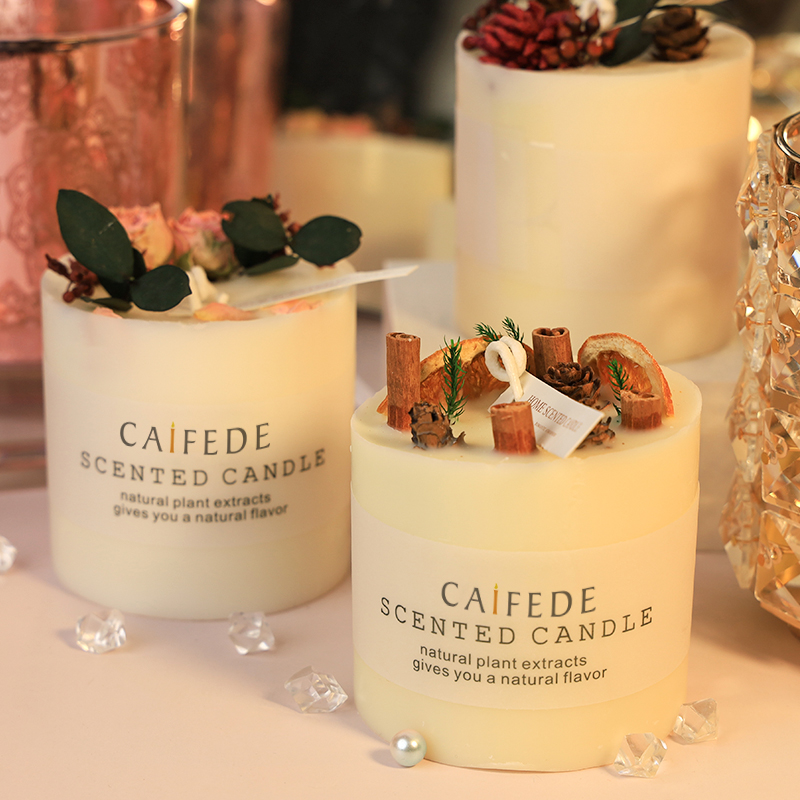 Dried Flower Decoration Scented Pillar Candles - Candle